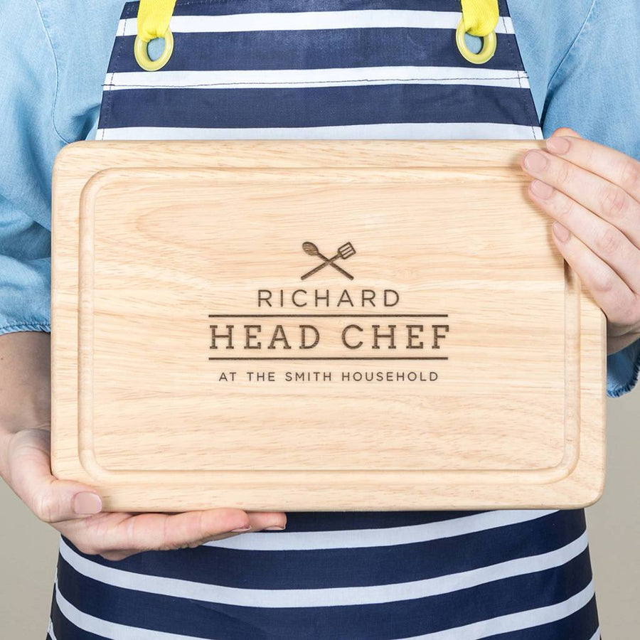 Personalised Family Chef Chopping Board For Him - Birthday Gift for Men ...